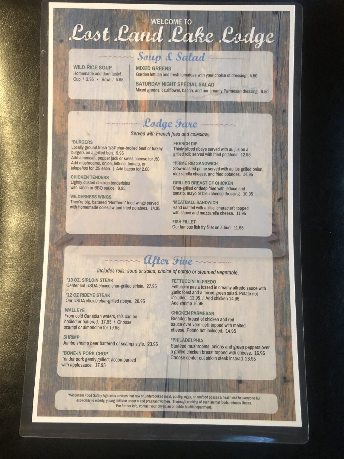 Lodge Food Menu – Lost Land Lake Lodge