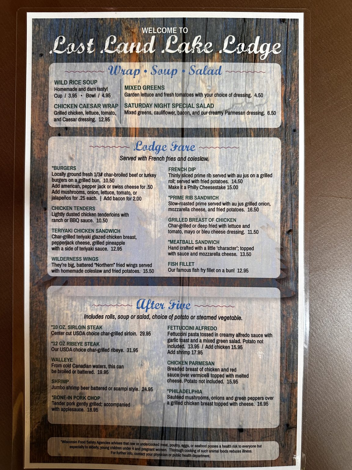 Lodge Food Menu – Lost Land Lake Lodge
